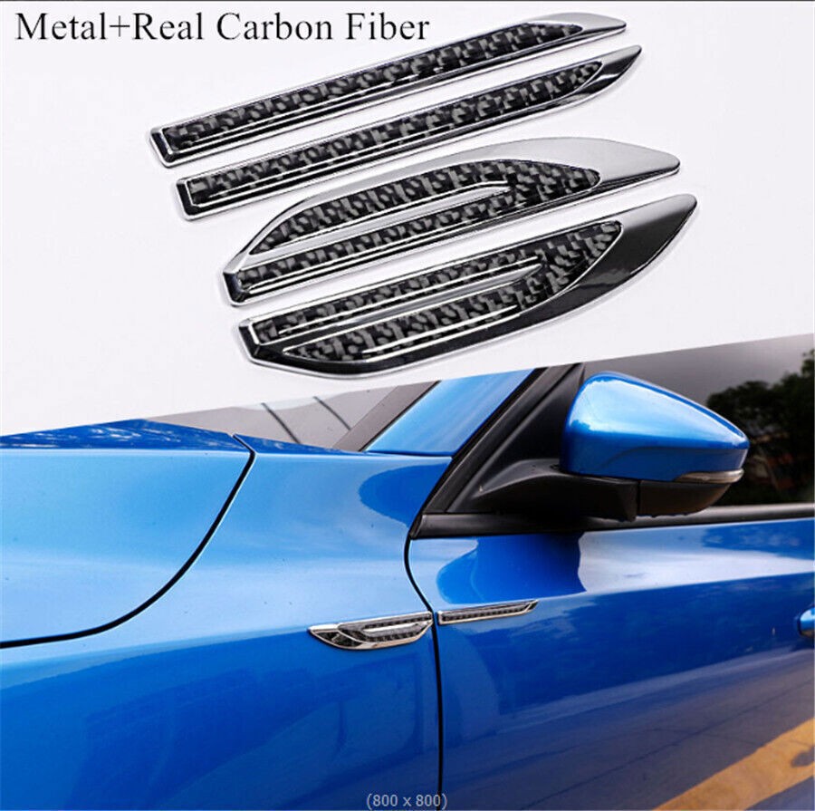 4Pcs Carbon Fiber Dagger Emblem Trim Cover Decals For Car Front Door ...