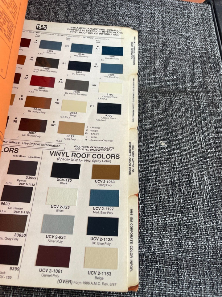 1986 PPG Corporate Color Information Paint Chips Book | eBay