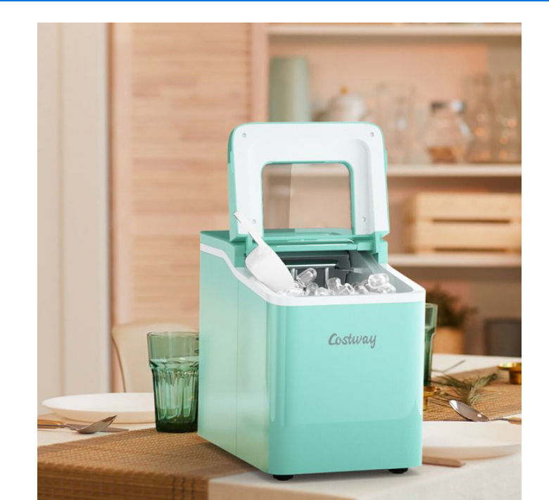 Costway EP24744US-GN Portable Ice Maker Machine Countertop Scoop Green ...