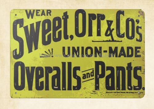 Sweet Orr Overall and Pants metal tin sign retro home decor wall decor ...