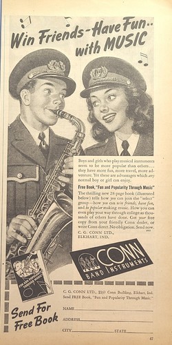 Conn Band Instruments Elkhart IN Win Friends Fun Popular Vintage Print ...