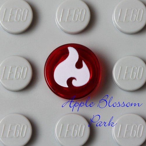 NEW Lego Elves 1x1 Trans Red FIRE POWER ICON Round Tile Elf White Flame ...