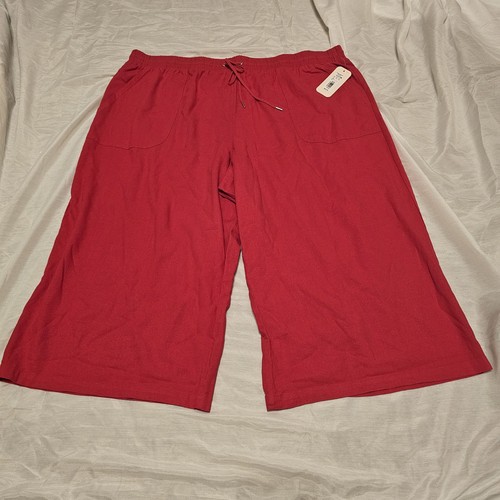 Women's Plus Size 3x Pink Pants New Capri Linen Elastic Waist Zip ...