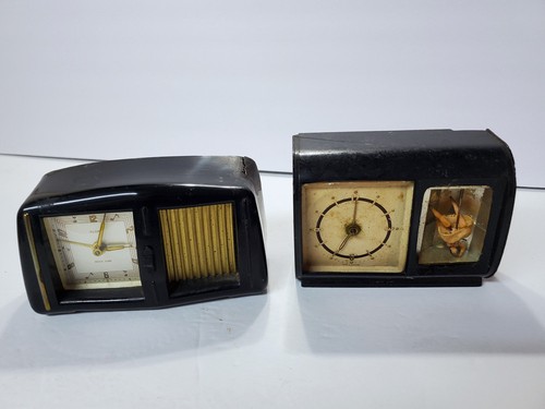 2 Vintage Wind Up Clocks FLORN & Ballerina Bakelite Cases ~ Needs TLC ...