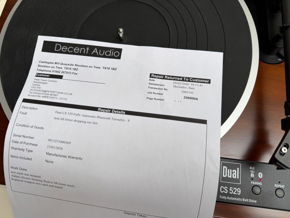 Dual CS 529 Fully Automatic Bluetooth Turntable Walnut with Dynavector ...