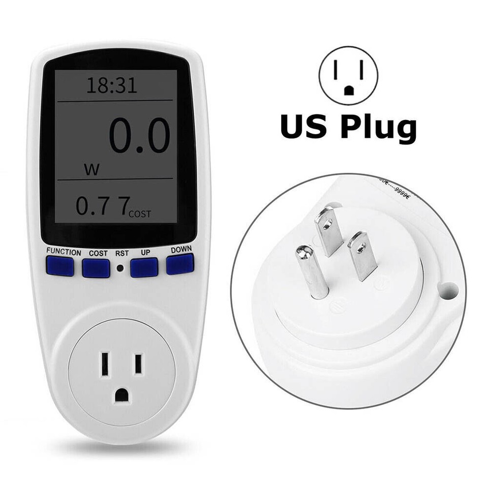 LCD Digital Outlet Power Meter Energy Monitor Volt Watt Electricity ...