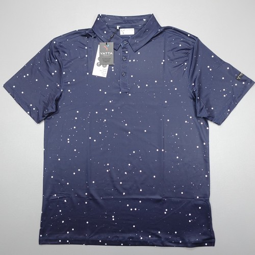 YATTA Men's Golf Polo Shirt Star Dust Dark Navy Stretch Wicking UPF 40 ...