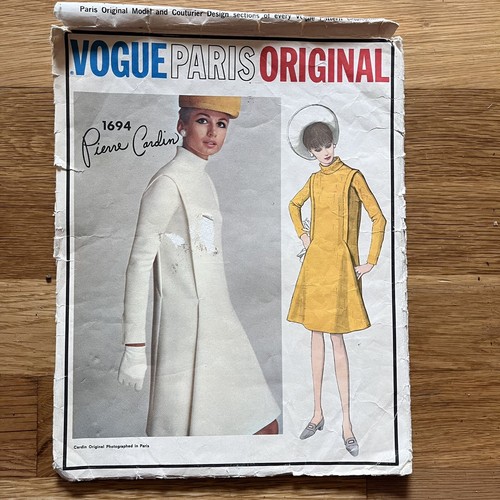 Vogue Paris Original 1694 by Pierre Cardin, Rare Sewing Pattern, 1960's ...