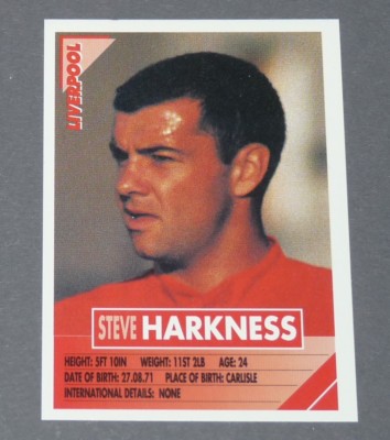 131 STEVE HARKNESS LIVERPOOL REDS PANINI FOOTBALL PREMIER LEAGUE 1995 ...