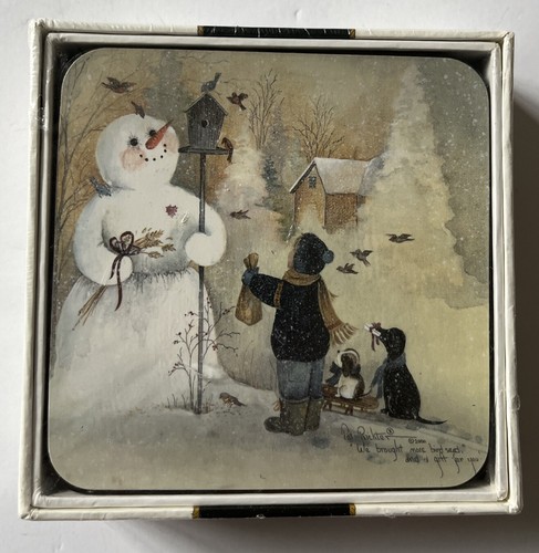 Coasters (6) NEW Sealed Box Pat Richter Gallery-WE BROUGHT MORE Snowman ...