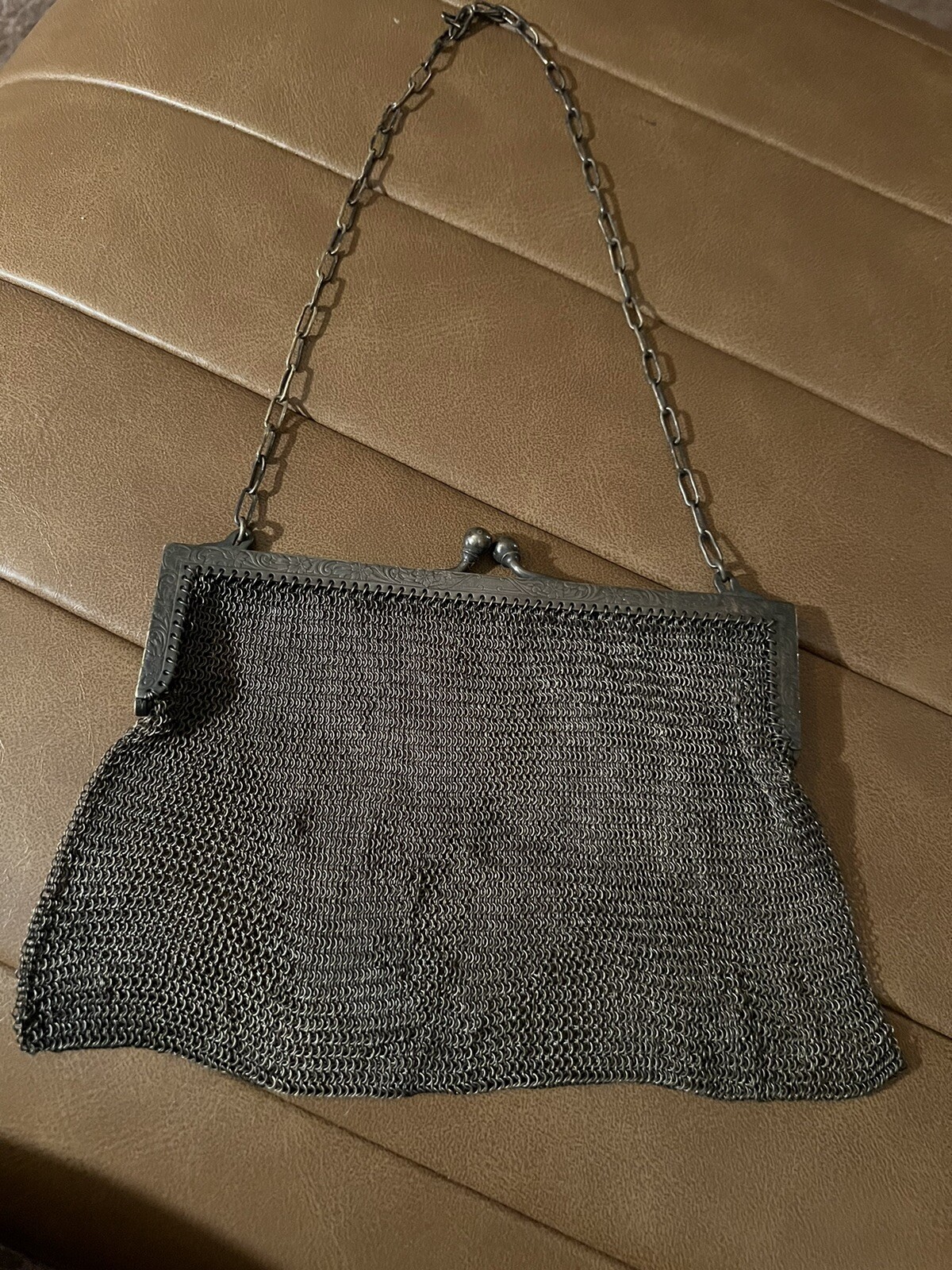 Antique Silver Mesh Purse Art Deco Chain Mail Metal 1… - Gem