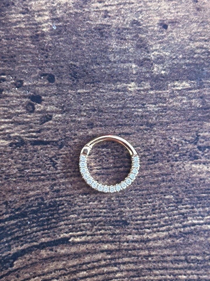 18kt Gold and White Diamond MARIA TASH 8mm, 16gauge Septum/Daith Ring ...