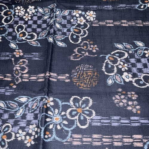 Vintage fabric Beautiful 44” X 1 Yard printed In Japan navy blue ...