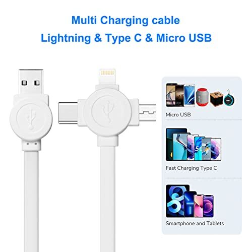 Retractable Multi Charging Cable, 2Pack 3 in 1 Multi Fast Charging Cord ...