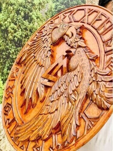 Medieval Bird Carving Viking Shield Wood Authentic Wooden Shield ...