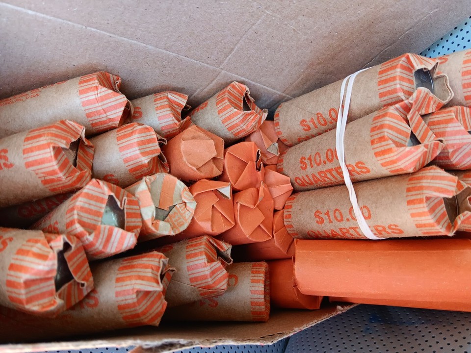 Bulk, 10 Hand Wrapped Rolls, ($100) Normal Regular Quarters. Real Mixed ...