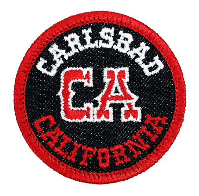 Carlsbad California Embroidered Patch Black/Red Iron-On Sew-On Jacket Hat Shirt | eBay