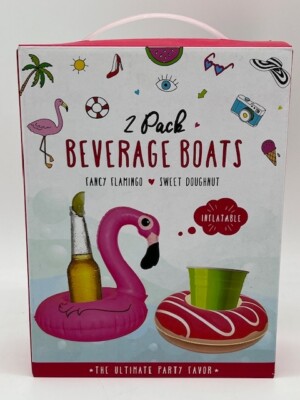 Pool Drink Floats Inflatable Pool Beverage Boats 2 Pk New! Flamingo ...