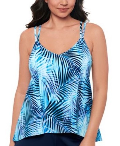 Swim Solutions Size 8 Tankini Top Leaf Princess High-Low Navy New | eBay
