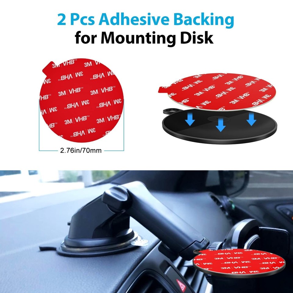 Very Strong Sticky Adhesive, 2.76in/70mm Dashboard Pad Mounting Disk ...