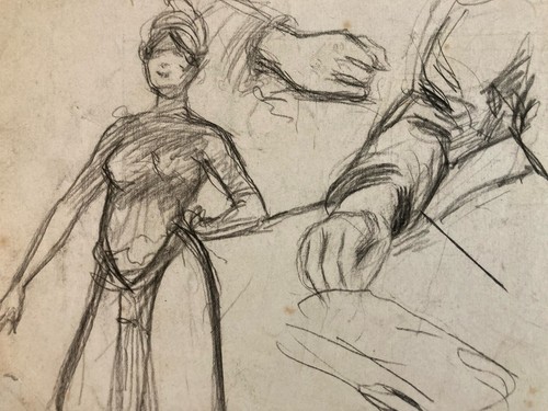 Drawing Portrait Pencil Paper Woman 1920 New Deco Art Hand Beautiful ...