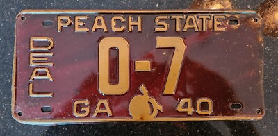 1940 Georgia GA Dealer DEAL License Plate Car Tag Vehicle Registration ...