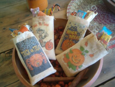 Primitive set of 4 Halloween vintage candy bags set #14. Please Read ...