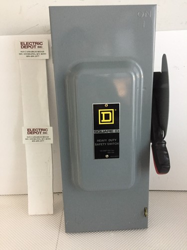 SQUARE D HU363 100 AMP 600 VOLT 3 PHASE N/FUSED INDOOR DISCONNECT..D ...