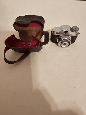Vintage CRYSTAR Miniature Mini Spy Film Camera w/Dark Brown Leather ...