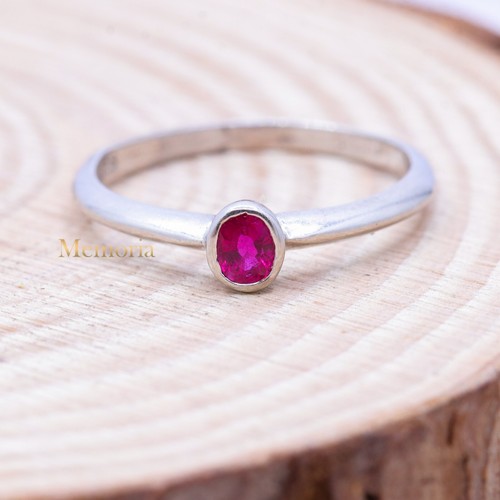 Natural Red Ruby Gemstone Ring 925 Sterling Solid Silver Jewelry | eBay ...