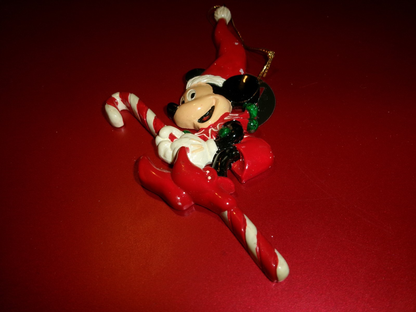 Mickey Mouse on a Candy Cane Christmas Ornament | eBay