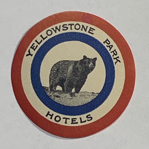 YELLOWSTONE PARK HOTELS RED WHITE AND BLUE TARGET BULLSEYE SEAL STICKER ...