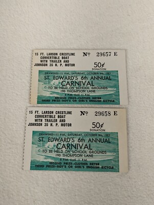 Vtg St. Edward's Church Carnival Raffle Drawing Ticket Nashville ...