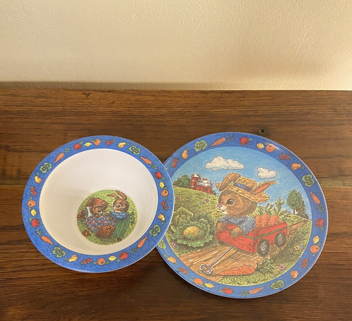 Vintage Peter Rabbit Farm Image Design Plate and Bowl melamine EASTER ...