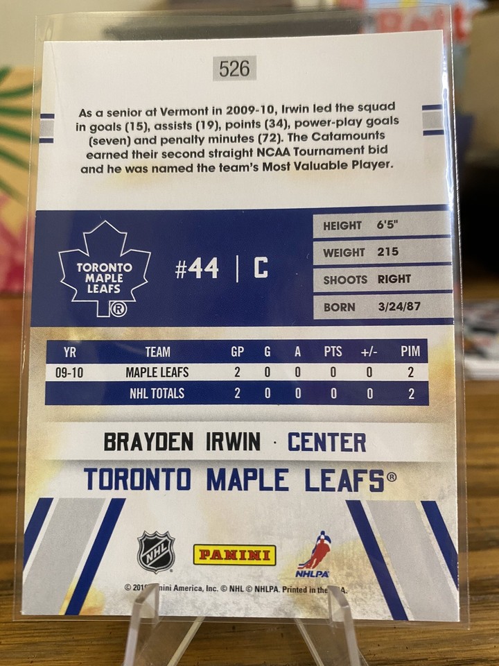 2010-11 Score Hot Rookies Brayden Irwin #526 Rookie RC | eBay
