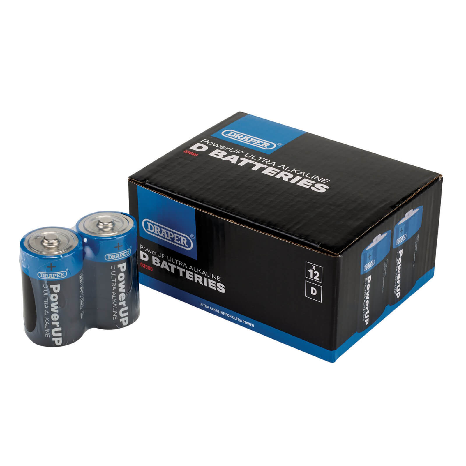 Draper Powerup Ultra Alkaline D Cell Batteries Pack of 12 | eBay