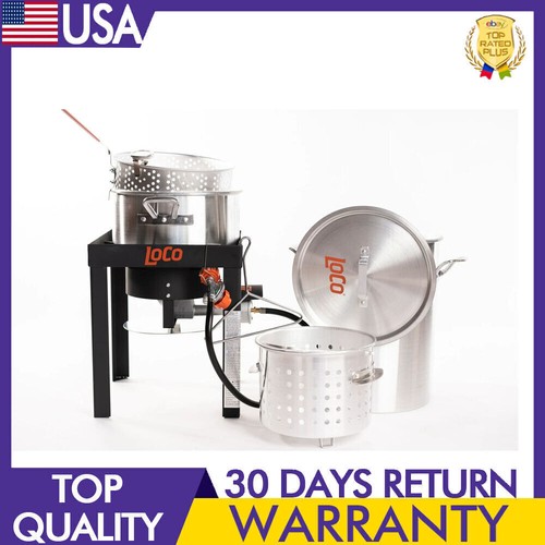 30 Quart Propane Boil Fry & Steam Kit Aluminum Outdoor Cooking Prevent ...