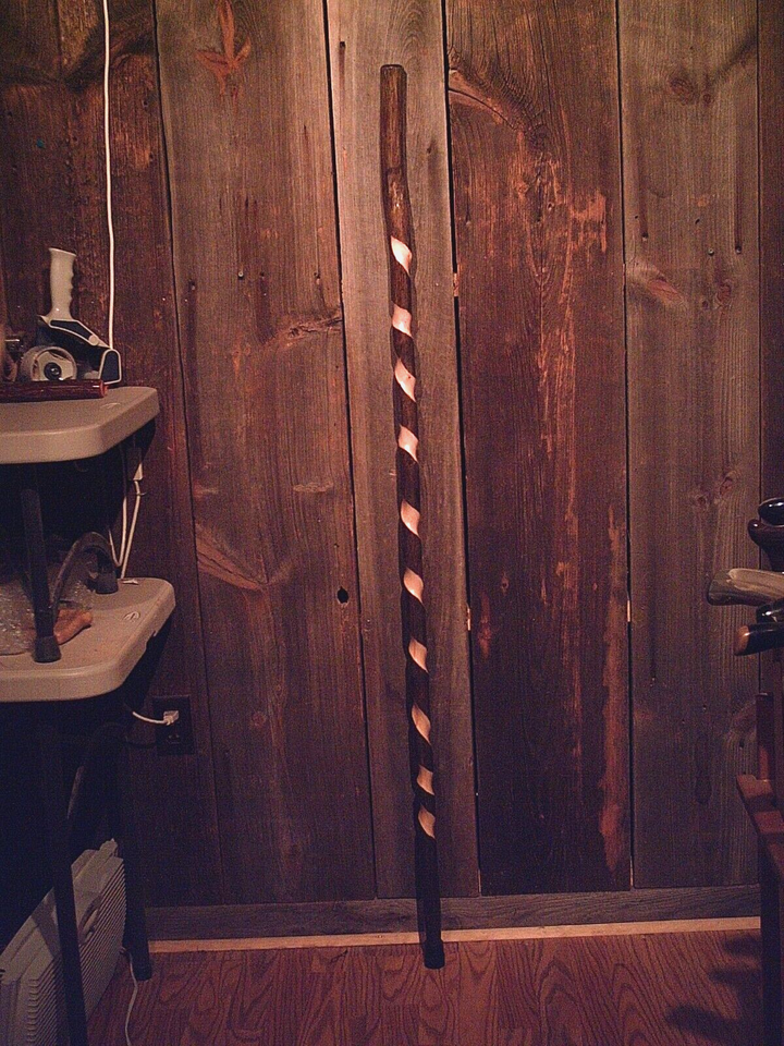 hiking stick staff SPIRAL WRAP AROUND SHAFT hiking 63" tall heavy ...