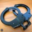 REAL Police Handcuffs DOUBLE LOCK Professional BLACK STEEL Hand Cuffs w ...