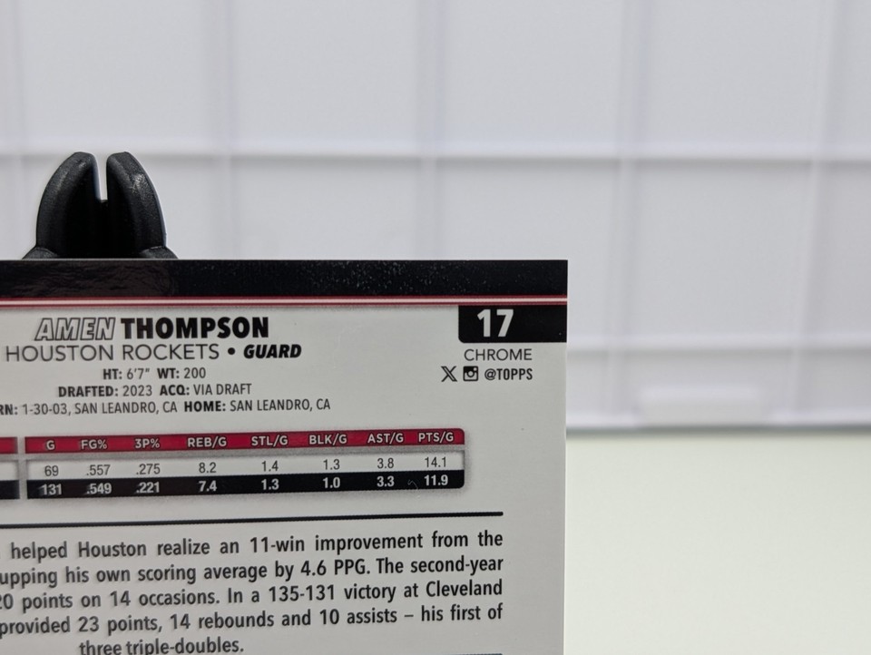 2025-26 Topps Chrome Amen Thompson RED WAVE 5/5 SSP Rockets Team Color ...