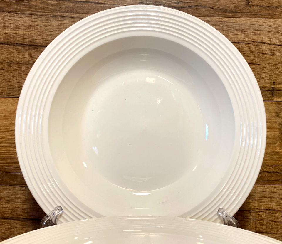 SET OF 4 - FOOD NETWORK - WHITE RIPPLE - 9" RIMMED SOUP SALAD PASTA ...