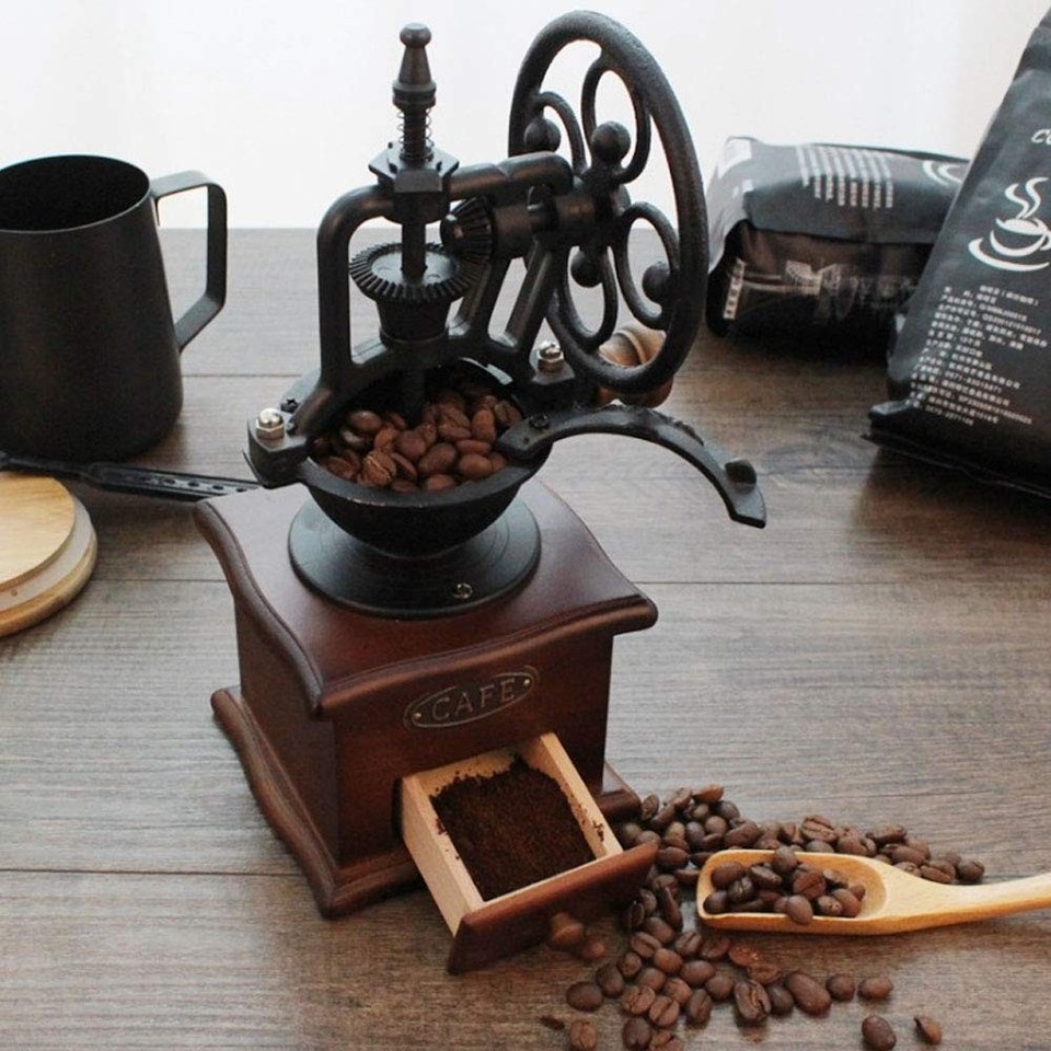 Manual Coffee Grinder Antique Cast Iron Hand Crank Coffee Mill With ...