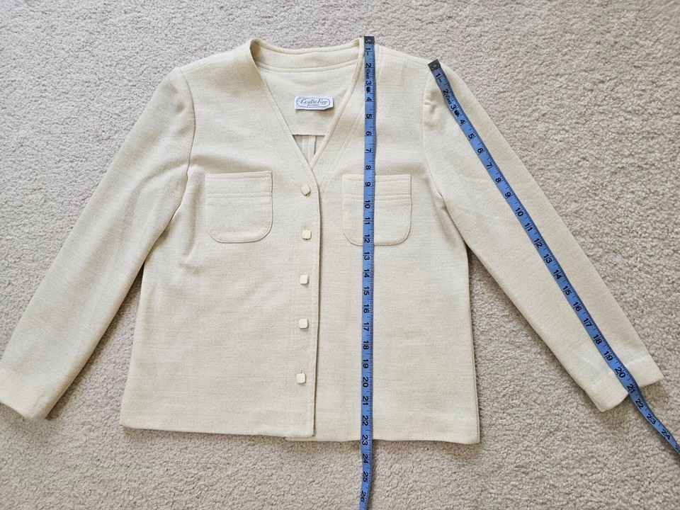 Vintage Leslie Fay Petite Cream Woolite Knit 2 Pc Skirt Suit Sz. 12 Fit ...
