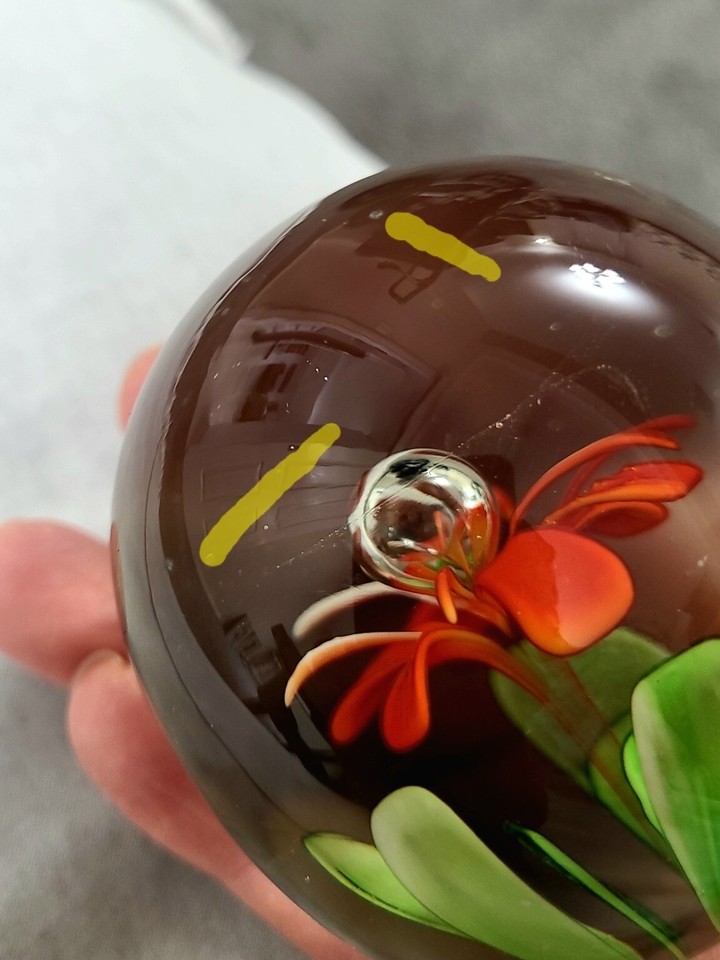 Beautiful Orient & Flume Glass Paperweight Red Flower unsigned | eBay