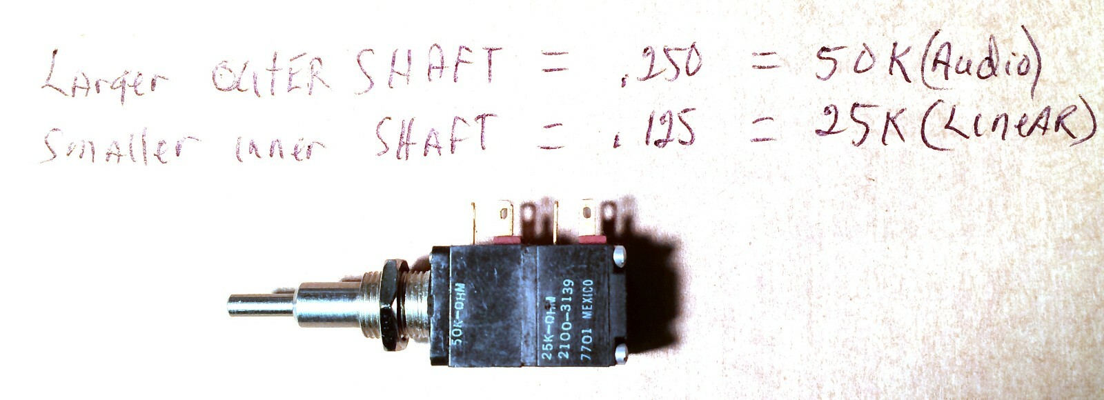 ALLEN BRADLEY MOD POT 50k AUDIO - 25K LINEAR DUAL CONCENTRIC ...