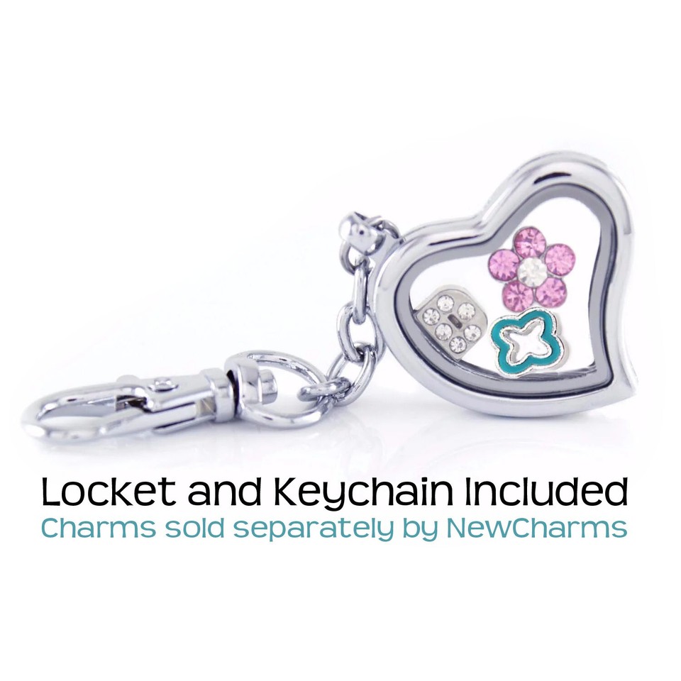 One Dozen (12) Floating Locket Jewelry Heart Keychains with Hook ...
