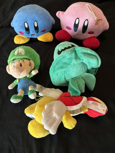 Nintendo Super Mario Plush LOT Yellow Yoshi Wings PINK BLUE Kirby Luigi ...