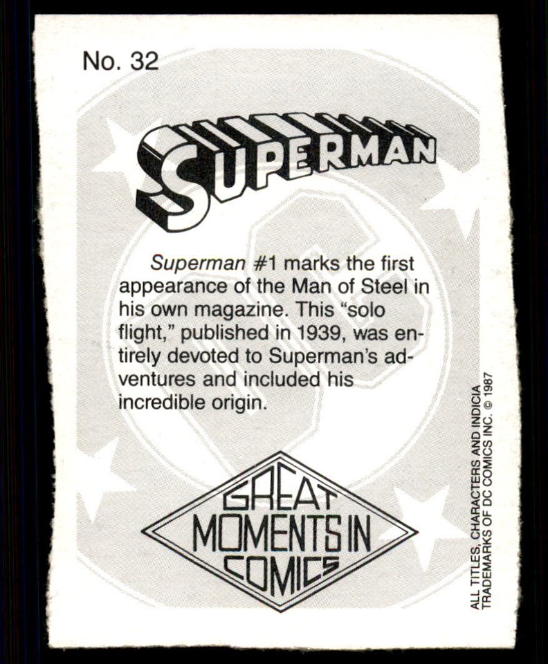 1987 DC Cut Out Card #32 Superman | eBay