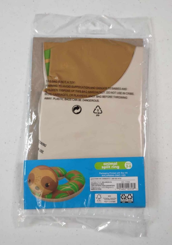 Bring on The Sun Animal Sloth Split Ring Inflatable Pool Water Float ...