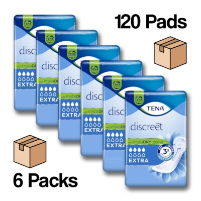 120 TENA LADY EXTRA DISCREET Incontinence Absorbent Pads for Women 6 x ...